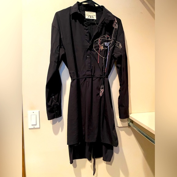 Zara | Dresses | Zara Embroidered Strip Dress | Poshmark